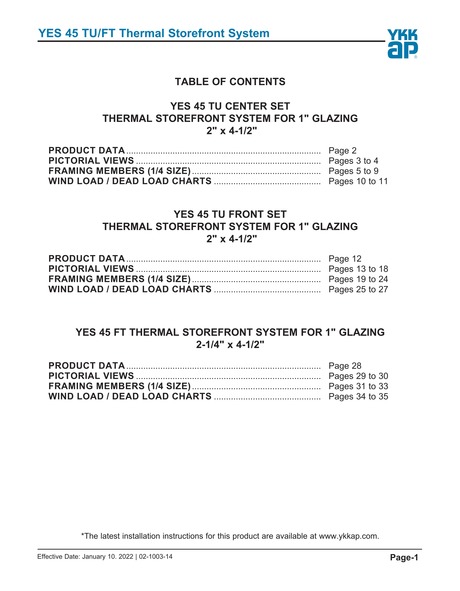 YKK Design Manual - YES45TU-1
