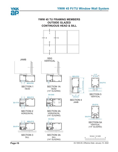 YKK Design Manual - YWW45FI-16
