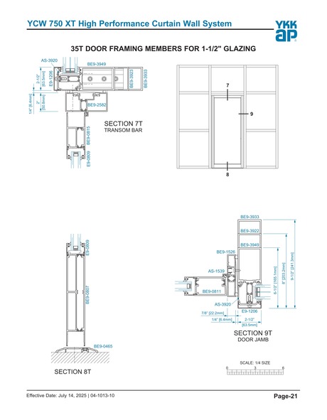 YKK Design Manual - YCW750XT/XTP-21