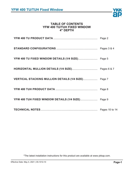YKK Design Manual - YFW-1