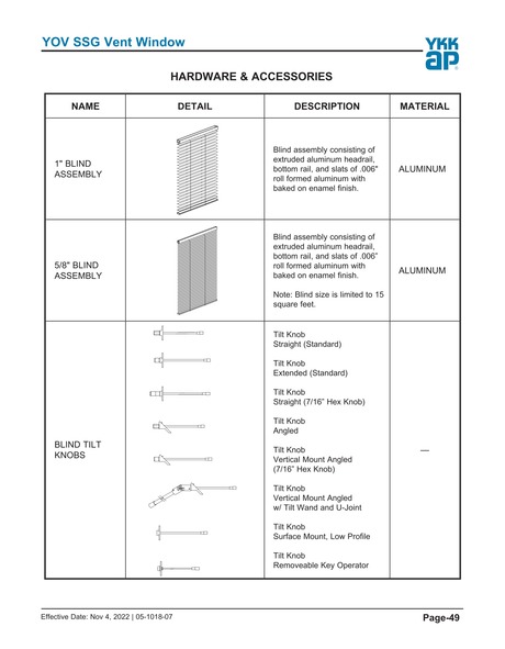 YKK Design Manual - YOV-49