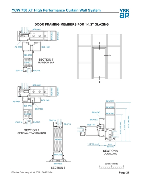 YKK Design Manual - YCW750XT/XTP-21