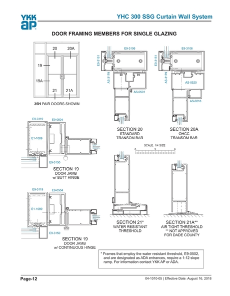 YKK Design Manual - YHC300SSG-12