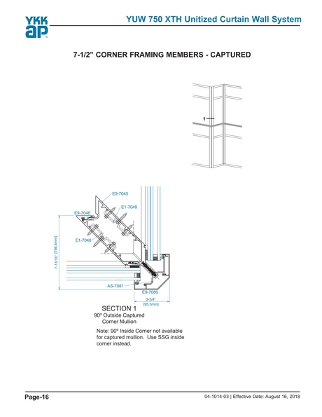 YKK Design Manual - YUW750XT-16