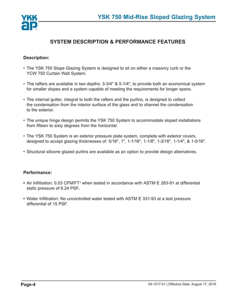 YKK Design Manual - YSK-4