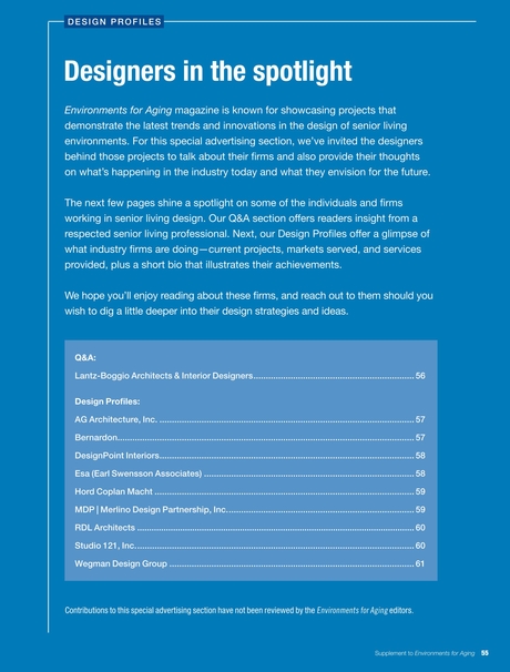 Environments for Aging - Summer 2021 - Design Profiles