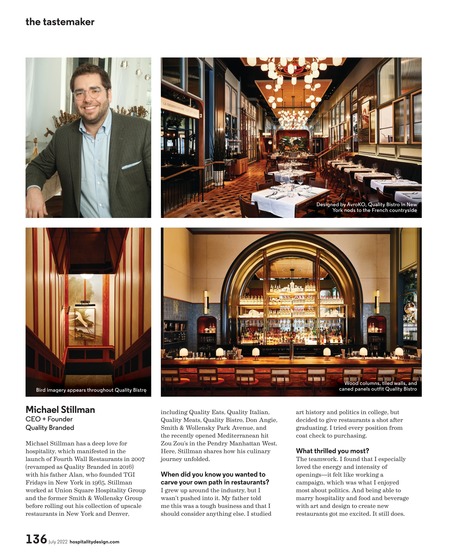Hospitality Design - July 2022 - the tastemaker: michael stillman