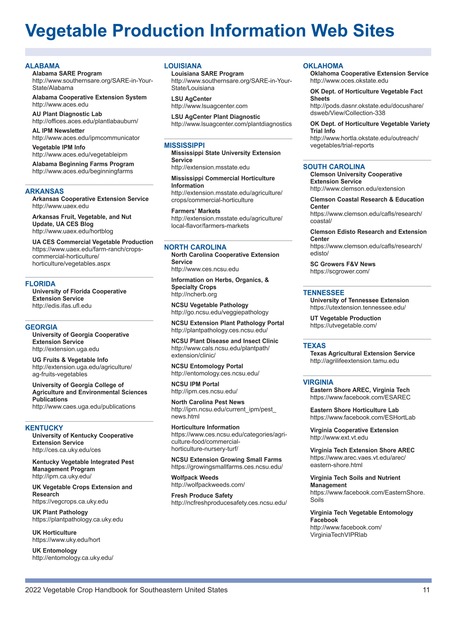 Southeastern U.S. Vegetable Crop Handbook - 2022 - 11