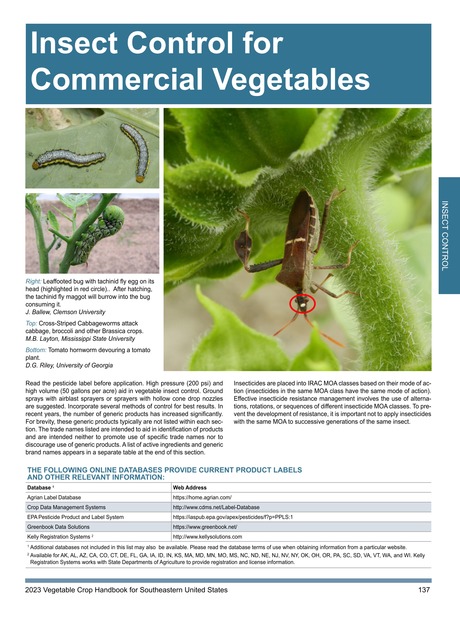 Southeastern U.S. Vegetable Crop Handbook - 2023 - 137