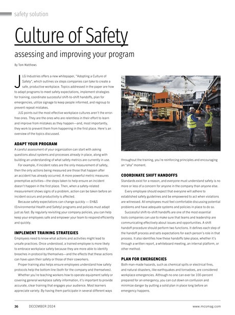 Modern Contractor Solutions December 2024 - Culture of Safety