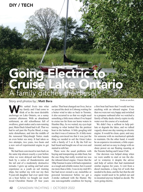 Canadian Yachting October 2022 - DIY / TECH: GOING ELECTRIC
