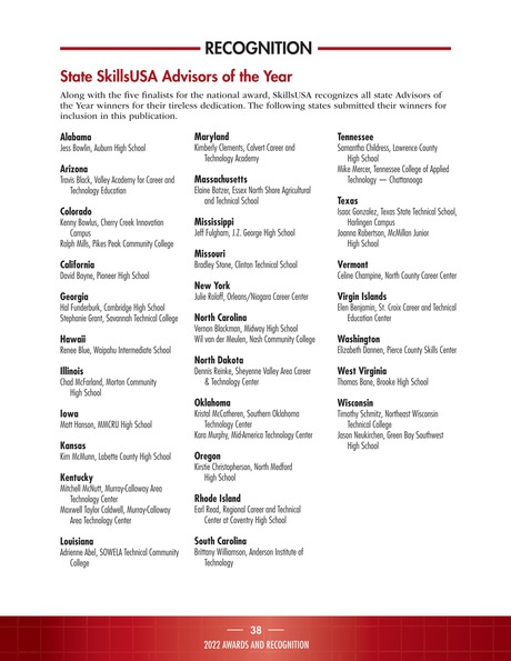 SkillsUSA Awards and Recognition Book 2022 - 38