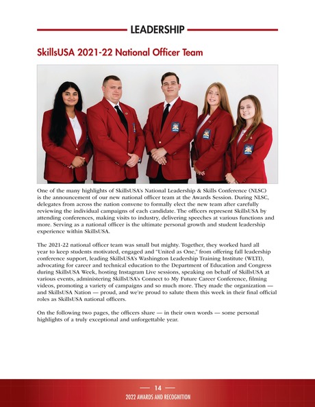 SkillsUSA Awards and Recognition Book 2022 - 14