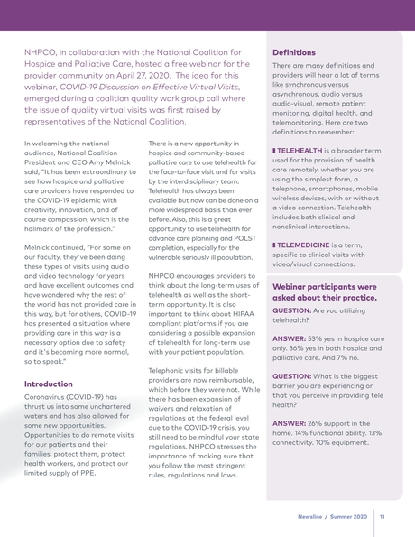 NHPCO NewsLine Summer 2020