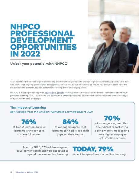NHPCO NewsLine Winter 2021 - Professional Development in 2022