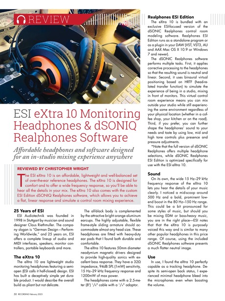 RECORDING February 2023 - ESI eXtra 10 Monitoring Headphones & dSONIQ ...