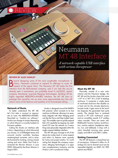 Recording February 2024 - Neumann MT 48 Interface