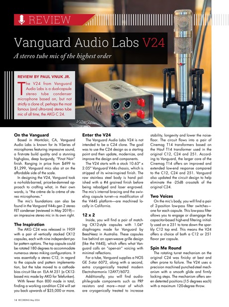 RECORDING May 2024 - Vanguard Audio Labs V24