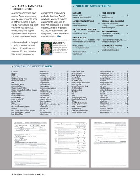 ABA Banking Journal - January/February 2017 - INDEX OF ADVERTISERS