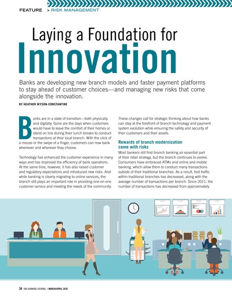 ABA Banking Journal - March/April 2016 - LAYING A FOUNDATION FOR INNOVATION