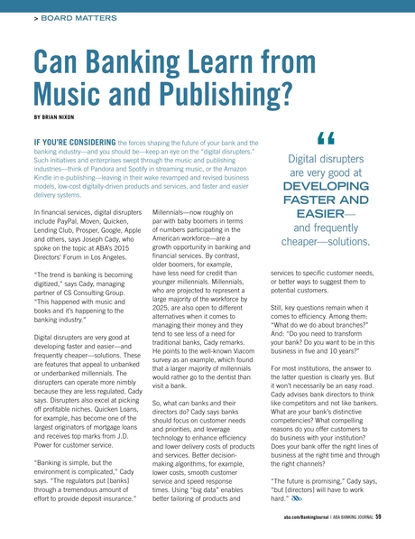 ABA Banking Journal - March/April 2016 - BOARD MATTERS
