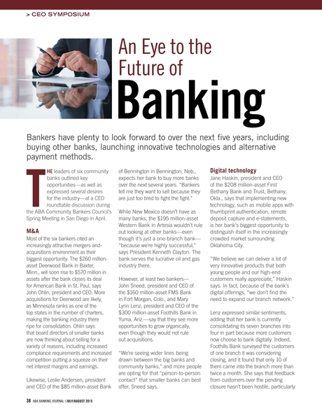 ABA Banking Journal - July/August 2015 - CEO SYMPOSIUM