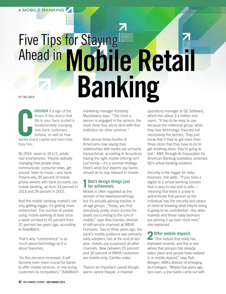 ABA Banking Journal - July/August 2015 - MOBILE BANKING