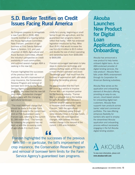 ABA Banking Journal - July/August 2017 - 15