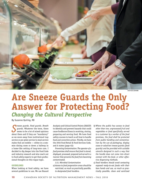 Food Service & Nutrition - Fall 2018 - Are Sneeze Guards the Only ...