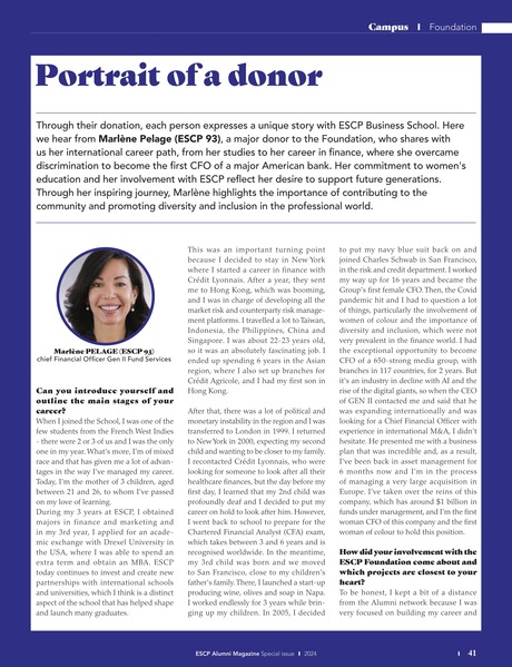 ESCP ALUMNI magazine - # Special issue 2024 - - Fondation - Portrait of a donor, Marlène PELAGE ...