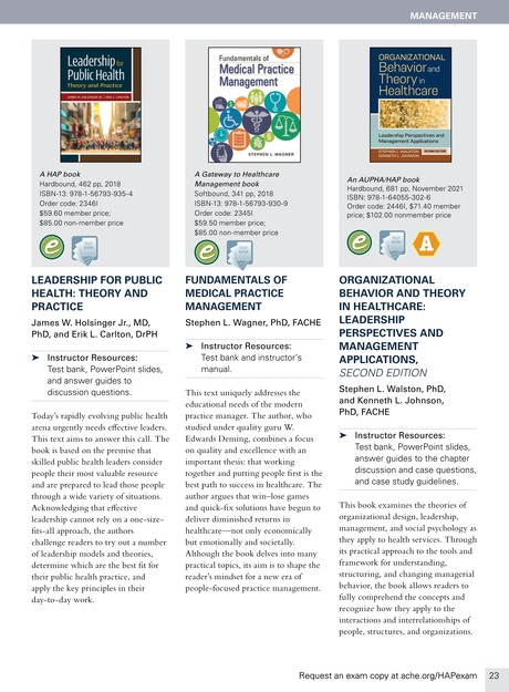 Health Administration Press Textbook Catalog - Fall 2022 - 23