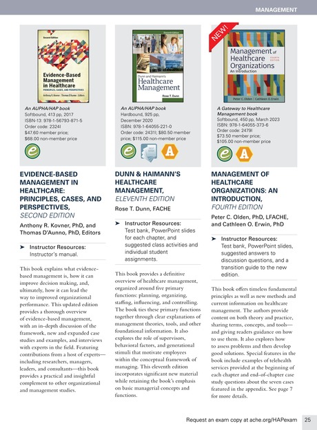 Health Administration Press Textbook Catalog - Fall 2022 - 25