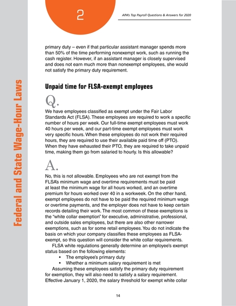 APA's Top Payroll Questions & Answers for 2020 - 14