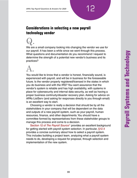 APA's Top Payroll Questions & Answers for 2020