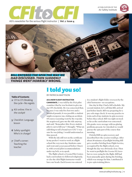 CFI-to-CFI Newsletter - Volume 2, Issue 4
