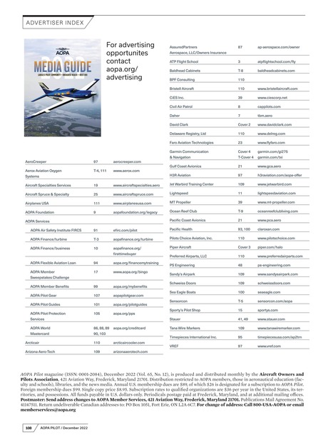 AOPA Pilot Magazine - December 2022 - 108