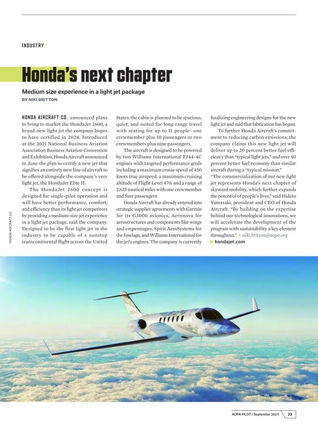AOPA Turbine Pilot Magazine - September 2023 - 33
