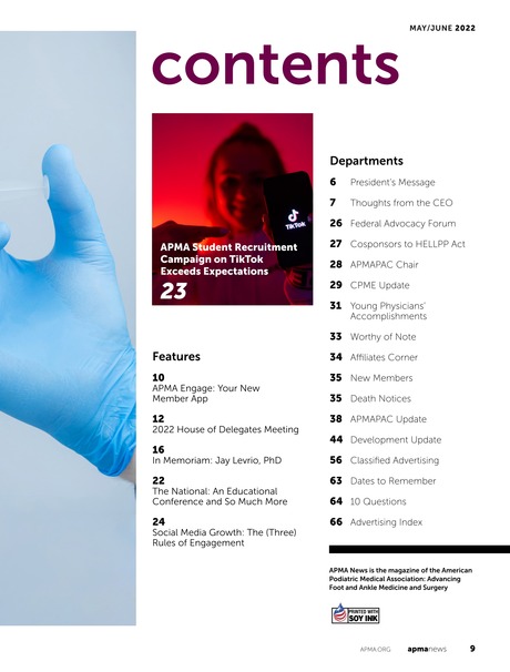 APMA News - May/June 2022 - Contents