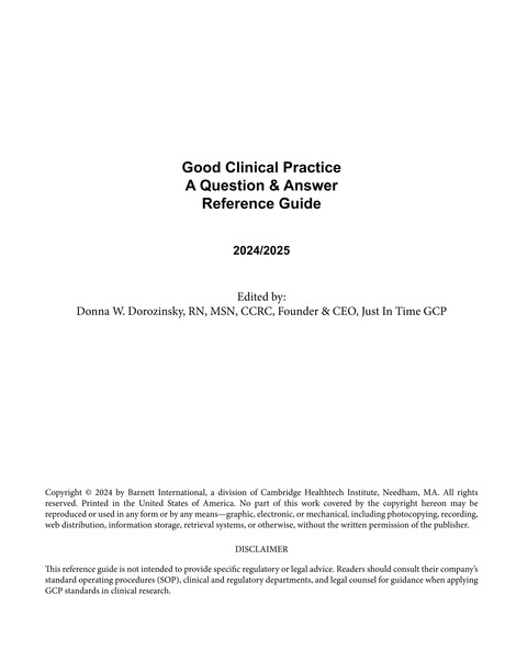 Good Clinical Practice: A Question and Answer Guide2024/2025 Edition - i