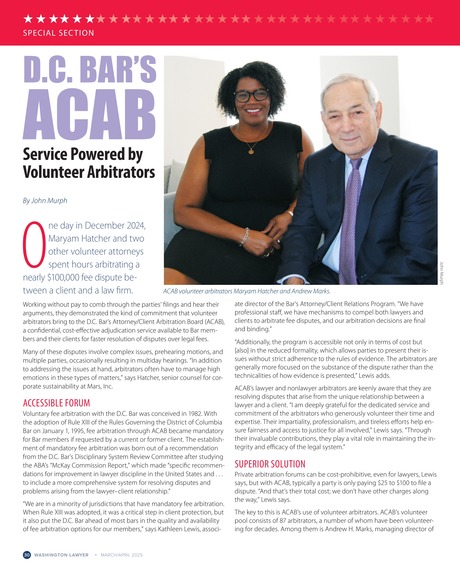 Washington Lawyer - March/April 2025 - DC Bar ACAB special section