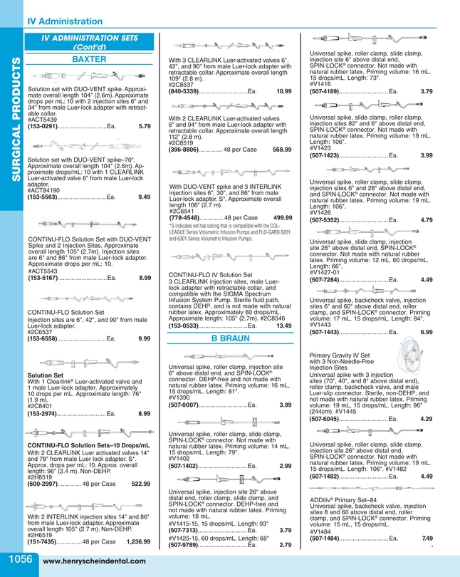 Baxter 10 drops/mL x 112 Solution Set 2C8519 2 Luer Activated Valves ...