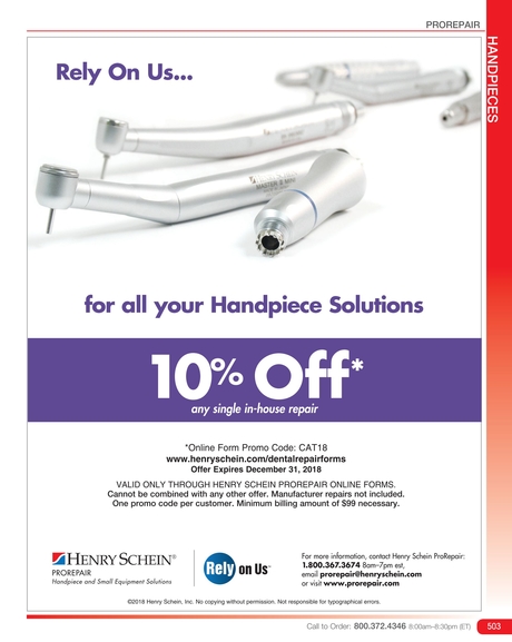 2018 Henry Schein Dental Merchandise Catalog - Handpieces