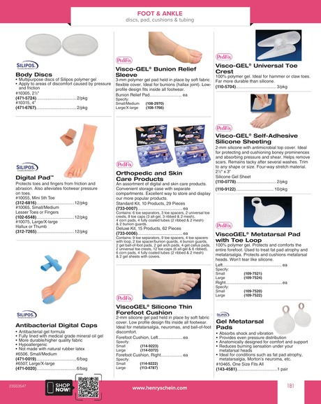 Sports, School Nurse, Foot & Ankle Catalog - 2023 - 2024 - 181