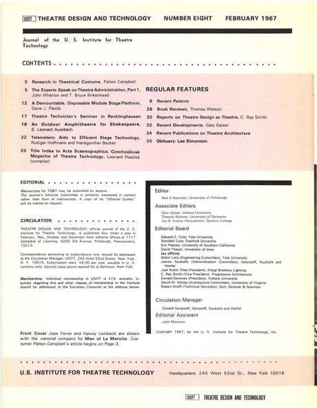 Theatre Design & Technology - Feb 1967 - 2