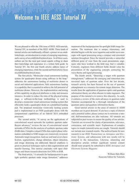 IEEE - Aerospace and Electronic Systems - May 2022 - Tutorial XV - 1