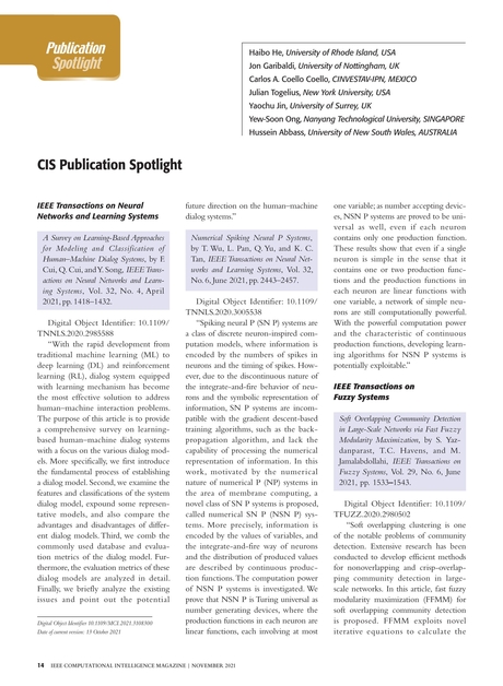 IEEE Computational Intelligence Magazine - November 2021 - 14