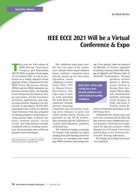 IEEE Power Electronics Magazine - September 2021 - 70