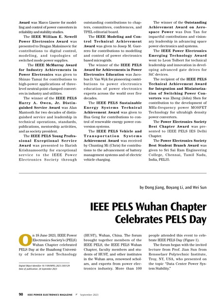 IEEE Power Electronics Magazine - September 2023 - 90