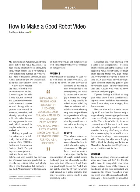IEEE Robotics & Automation Magazine - June 2023 - 127