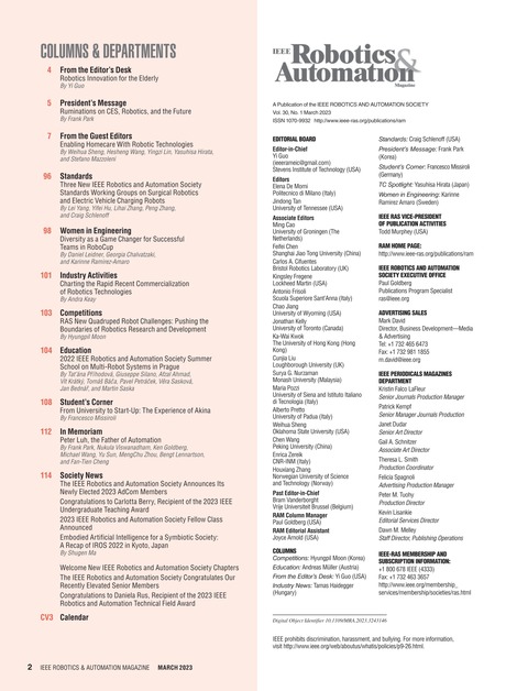 IEEE Robotics & Automation Magazine - March 2023 - 2